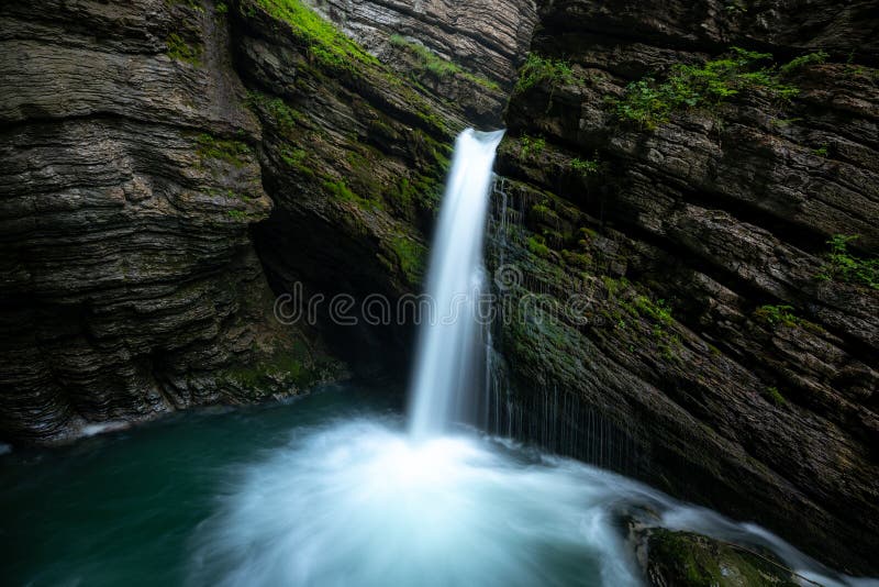 A mystical waterfall stock photo. Image of park, cascade - 267345082