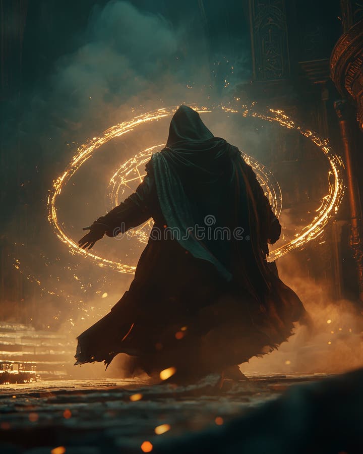 Mystical Wizard Casting a Spell in an Enchanted Realm Stock Image ...