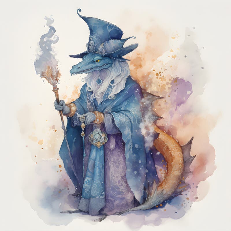 Mystical Wizard Dragon, Ai Generative Illustration Stock Illustration ...