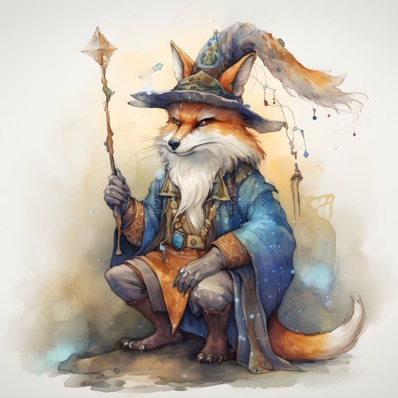 Mystical Wizard Fox, Ai Generative Illustration Stock Illustration ...