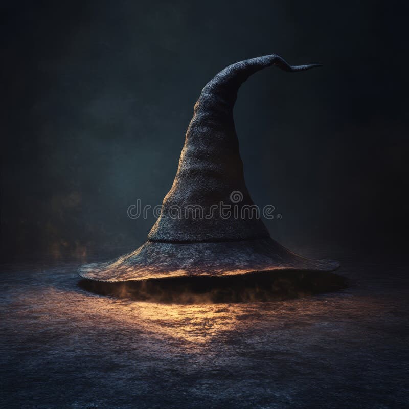 Mystical Wizard Hat on a Dark Background with Soft Light Effects Stock ...