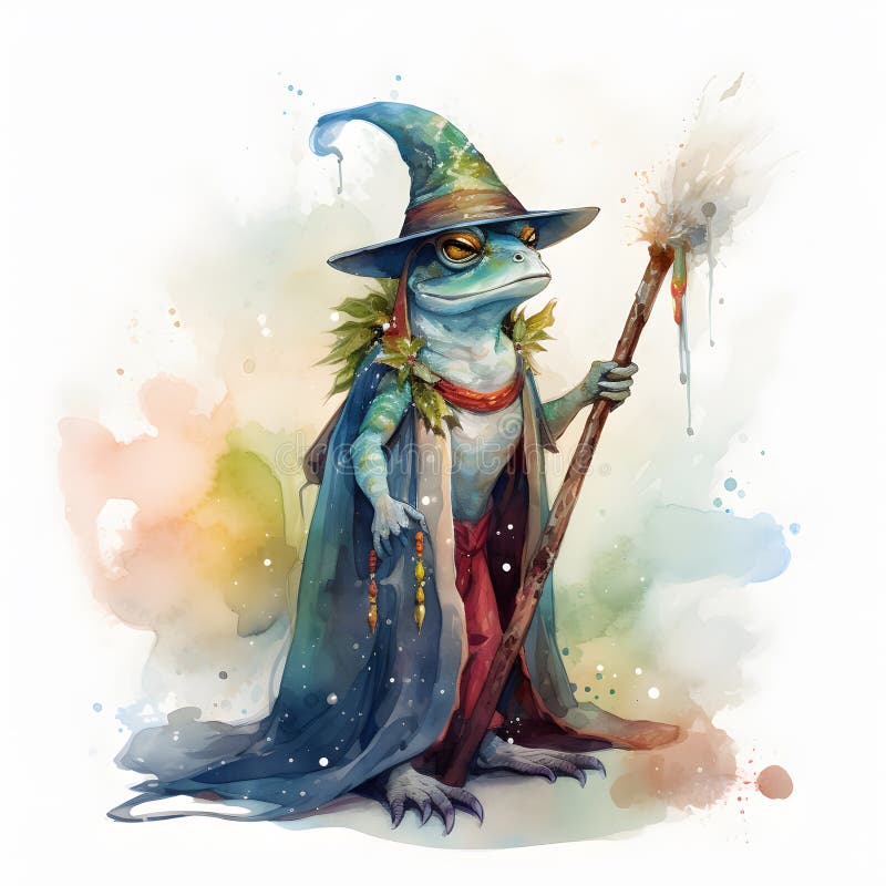 Mystical Wizard Lizard of the Forest, Ai Generative Illustration Stock ...