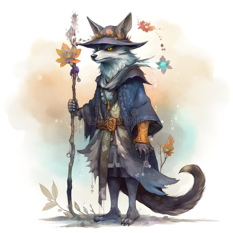 Mystical Wizard Wolf, Ai Generative Illustration Stock Illustration ...