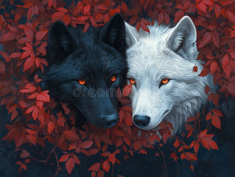 Mystical Wolves in a Dark Fantasy Setting Stock Illustration ...