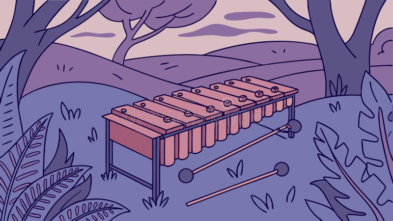 Mystical Xylophone Vector in Purple Forest Setting, Vector Design ...