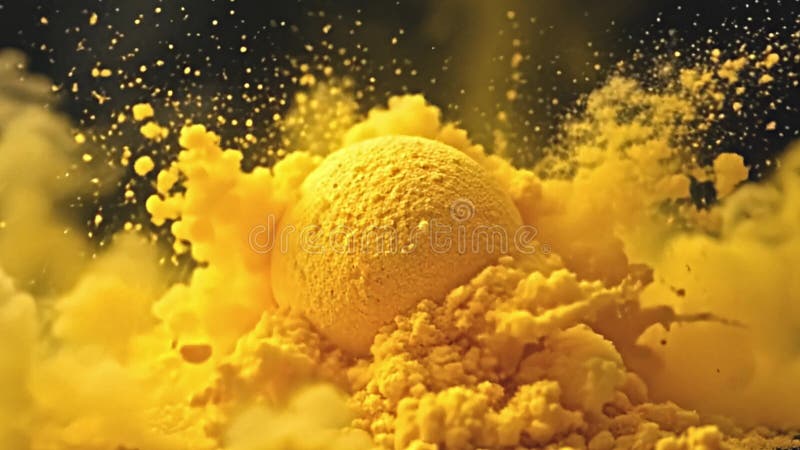 A Mystical Yellow Powder Cloud, Spherical Formation Exploding ...