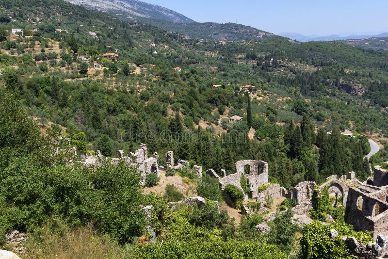 View of Mistra Ruins, Greece Stock Photo - Image of greece, greek ...