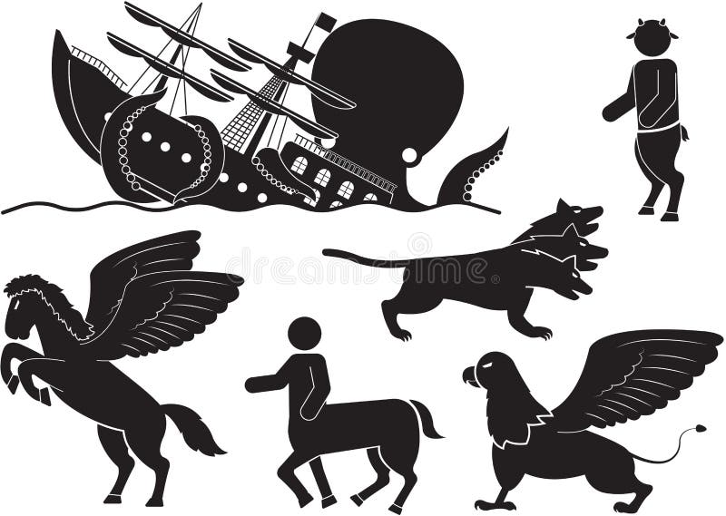 Myth stock vector. Illustration of vector, symbol, silhouette - 70982813