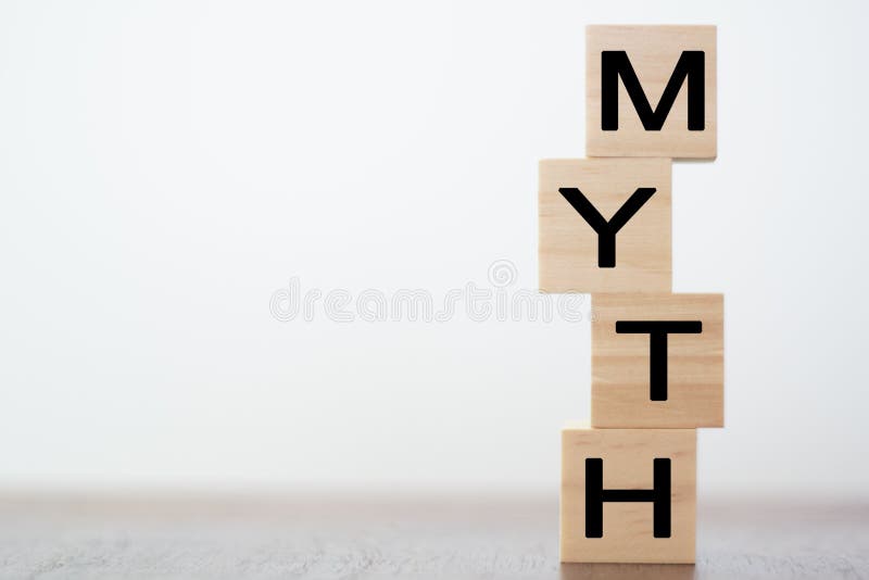 Myth word on wooden cubes stock image. Image of disinformation - 165690553