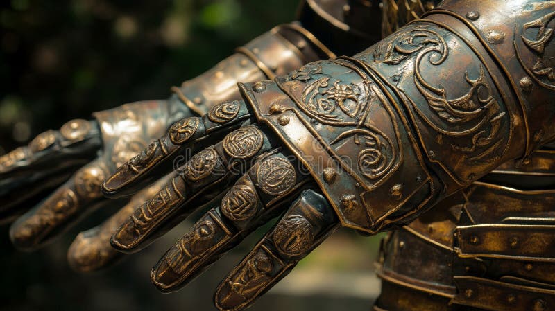 Mythical Bronze Gauntlets Rustic Arm Protection with Ancient Beast ...