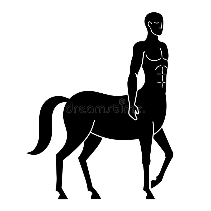 Centaur Silhouette Mythical Creature in Black and White Stock Vector ...