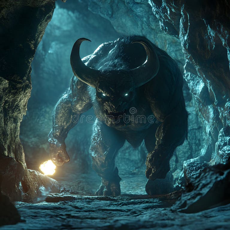 Mythical Creature, Cave Setting, Dramatic Lighting, Fantasy Art Stock ...