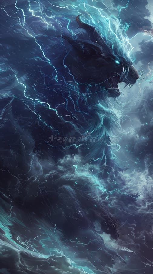 A Mythical Creature Embodying the Power of Neon Storms Capable of ...