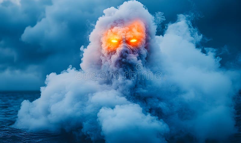Mythical Creature Emerging from Volcanic Cloudscape Stock Illustration ...