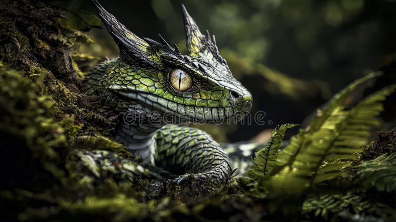 Mythical Creature Encounter Enchanted Forest Fantasy Art Lush Foliage ...