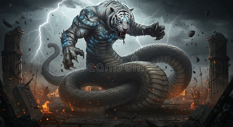 Mythical Creature Featuring a Powerful Humanoid Upper Body with a White ...