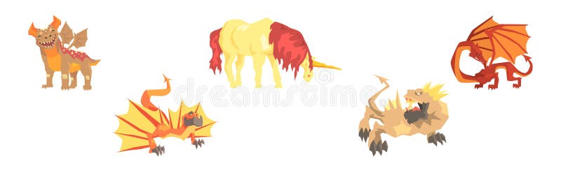 Mythical Creature from Folklore and Fairytale Vector Set Stock Vector ...