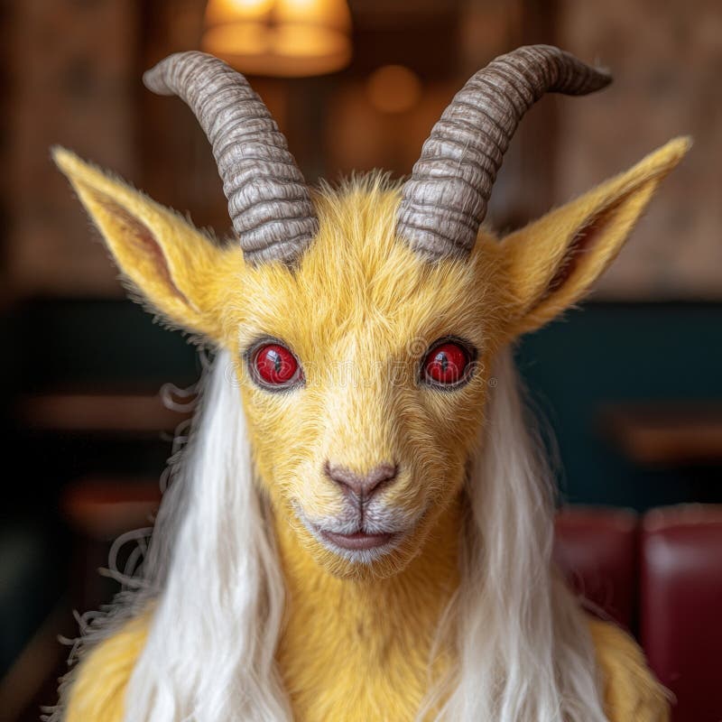 Mythical Creature with Horns and Glowing Red Eyes Stock Illustration ...