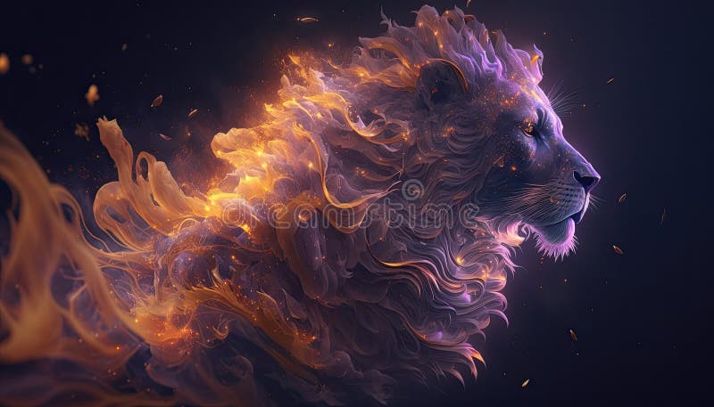 Mythical Creature of Light, the Fantasy Lion and Its Shimmering Aura ...