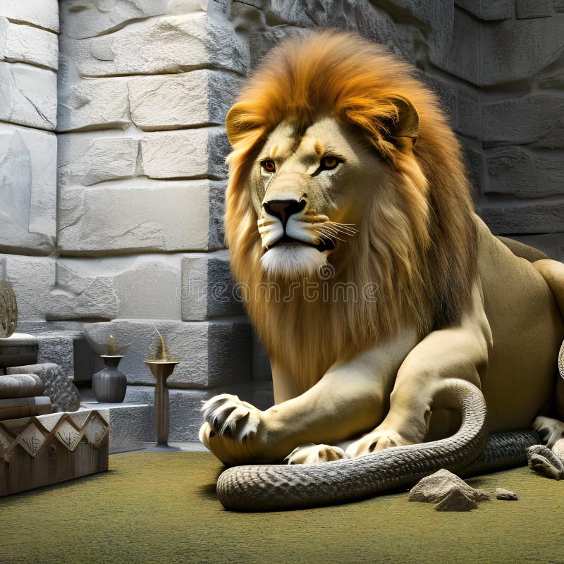 A Mythical Creature, Part-lion and Part-serpent, Guarding an Ancient ...