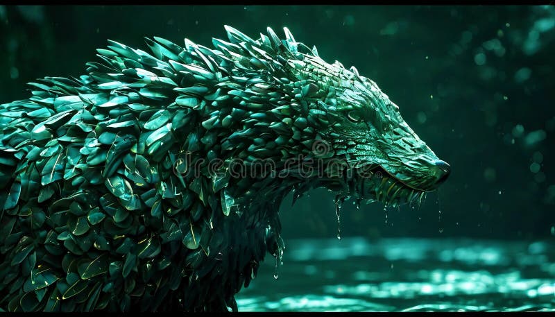 Fierce Armored Beast Standing in a Rainy Forest Stock Photo - Image of ...