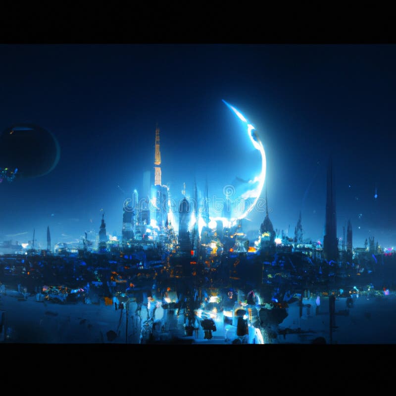 Dark Night Background of Galaxy, Comets, Planets. Fantastic Drawing ...