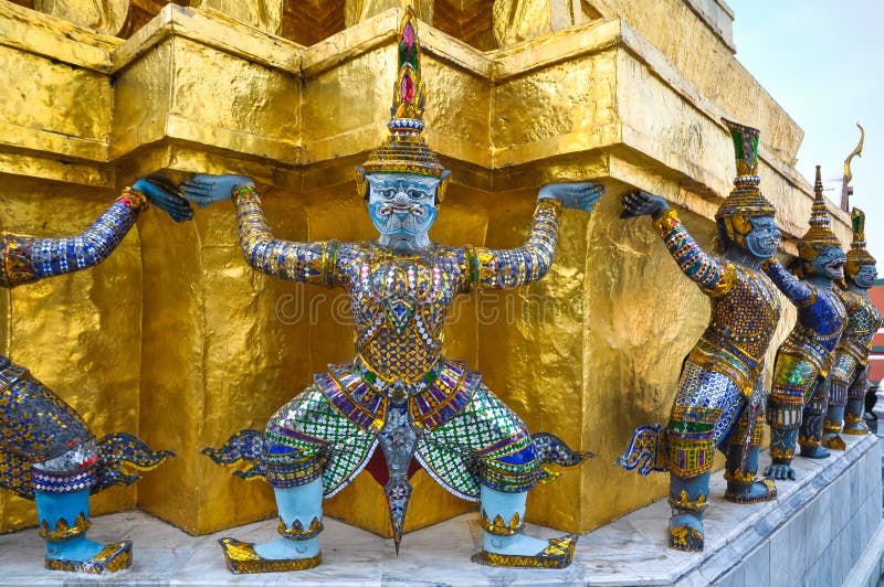 Mythical Demons Adorn the Wall of Buddhist Temple Stock Photo - Image ...