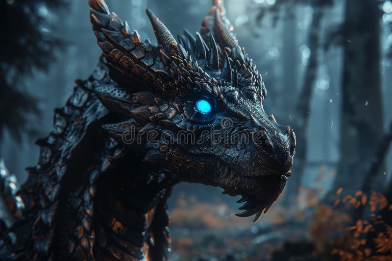 Mythical Dragon Wrapped Around Tree Silhouette Stock Vector ...