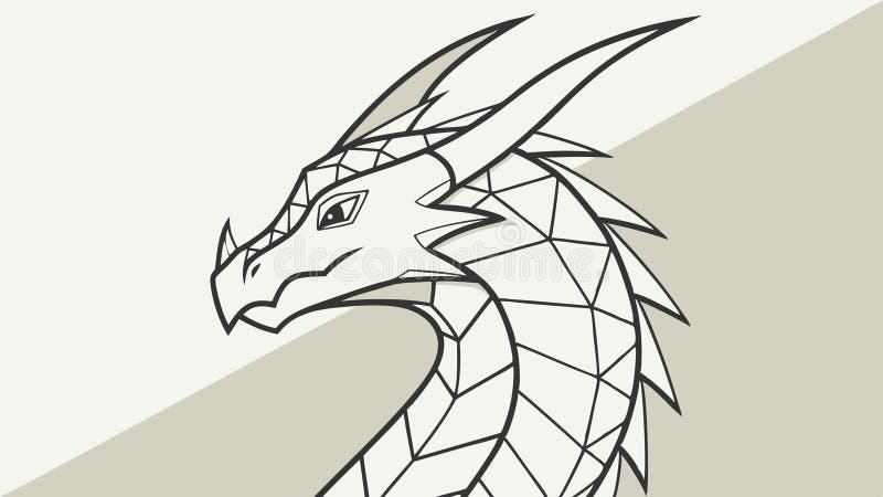 Mythical Dragon Head Outline, Powerful Creature Design, Vector Design ...