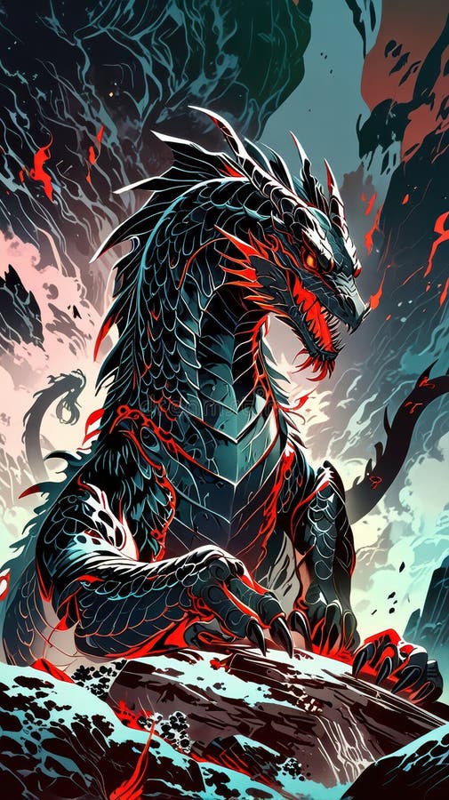 Mythical Dragon Lizard Guard the Cave Stock Image - Image of dragon ...