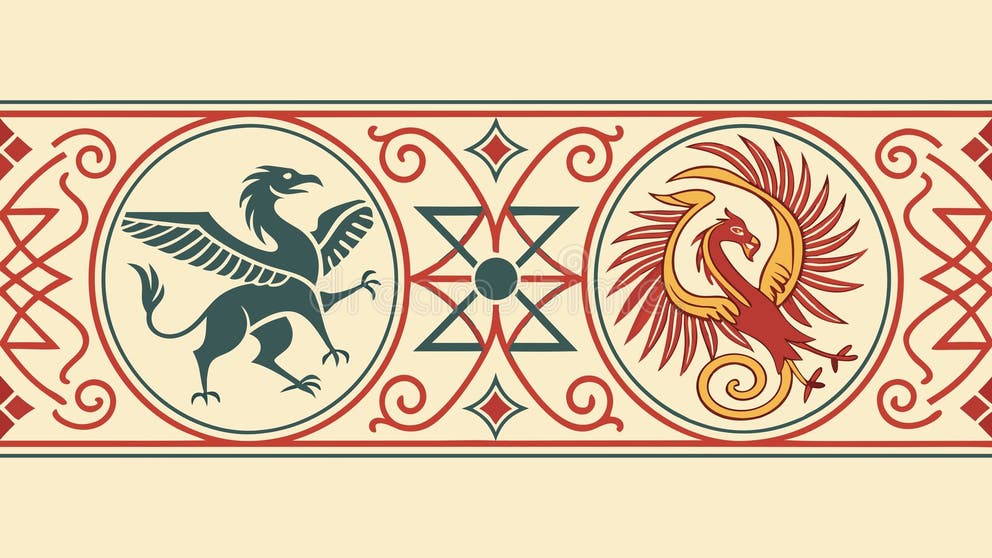 Ancient Mythical Creatures Border Stock Illustrations – 153 Ancient ...