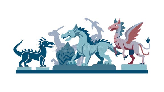 Mythical Dragon Trio in Dynamic Action, Symbolizing Strength and ...