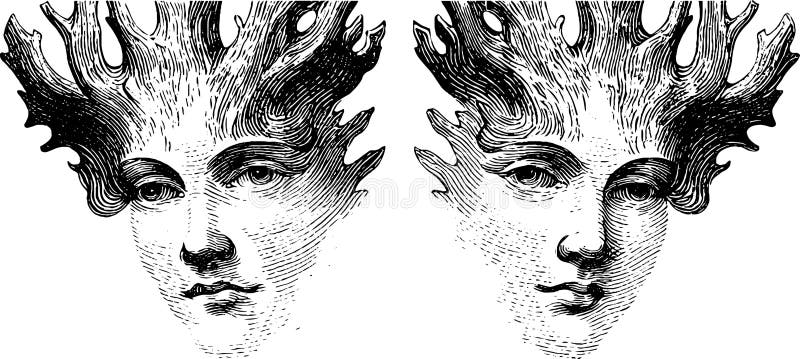 Mythical Dryad and Tree Spirit Engraved Art for Nature-themed Design ...