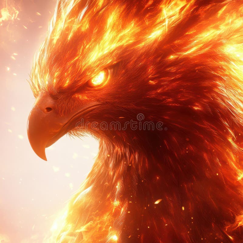 Mythical Ember Griffin with Fiery Glowing Feathers Radiates Power Stock ...