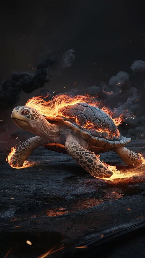 A Mythical Fire Turtle, Blending the Characteristics of a Turtle and ...