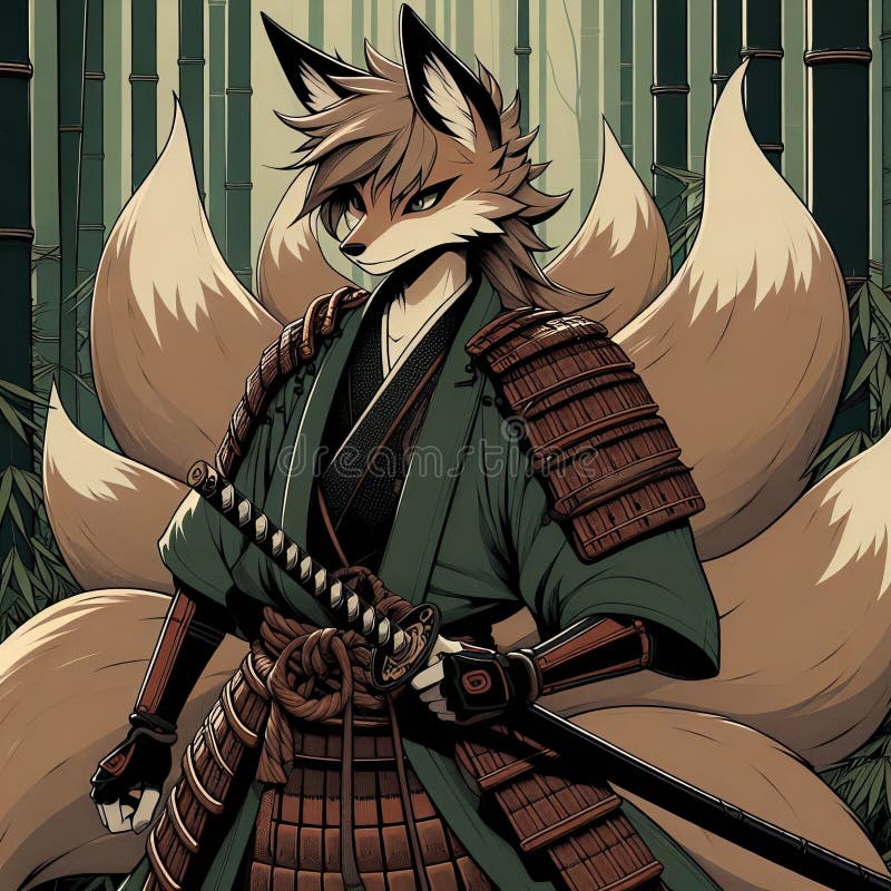 Mystical Kitsune Protecting the Grove Stock Illustration - Illustration ...