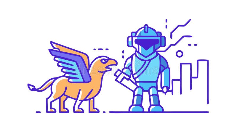 Mythical Gryphon Robot Cyborg Fantasy, Vector Design Generative AI ...