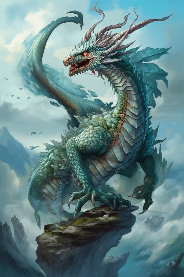 Mythical Huge Dragon. Concept: Signs of the Zodiac Stock Illustration ...