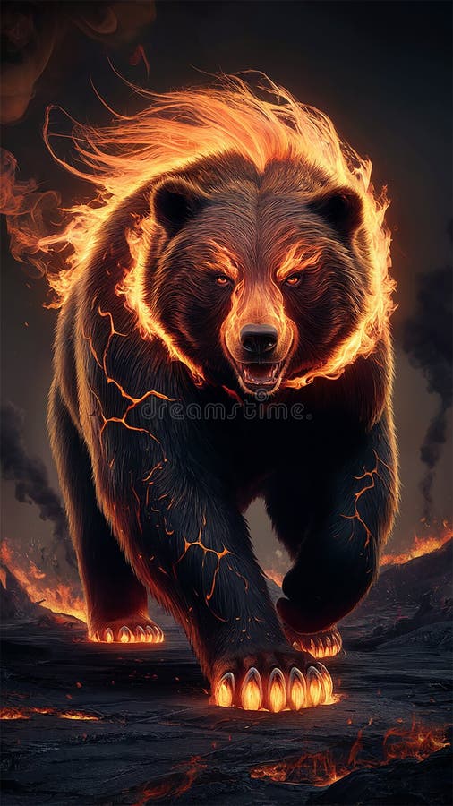 A Mythical Hybrid Creature, Blending the Form of a Grizzly Bear with ...