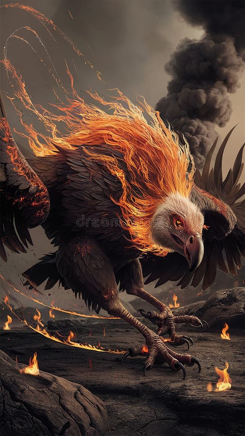 A Mythical Hybrid Creature, Blending the Form of a Vulture with the ...