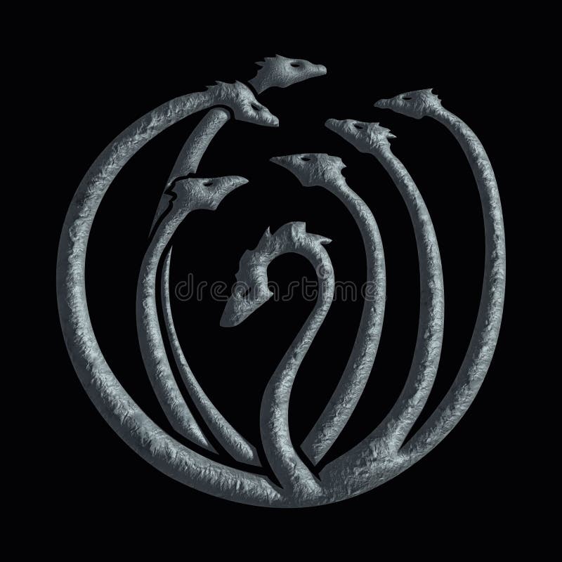 Mythical Hydra with Seven Serpent Heads in 3D with Stone Texture Stock ...