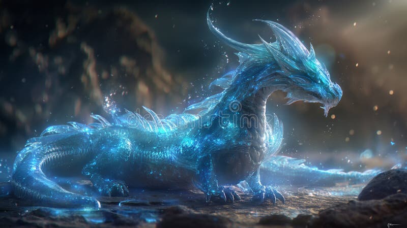 The mythical ice dragon. stock illustration. Illustration of blue ...