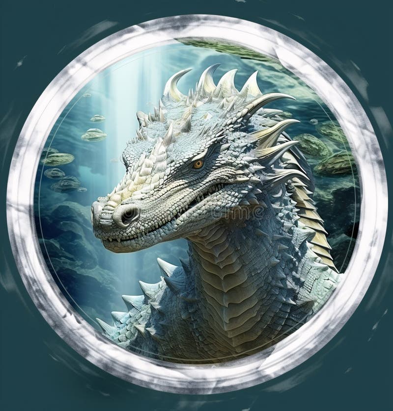 A Mythical Large Lizard Emerging from the Water Surface. Eastern ...