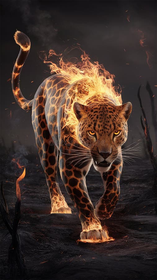 A Mythical Leopard-fire Hybrid Creature with a Captivating Blend of ...