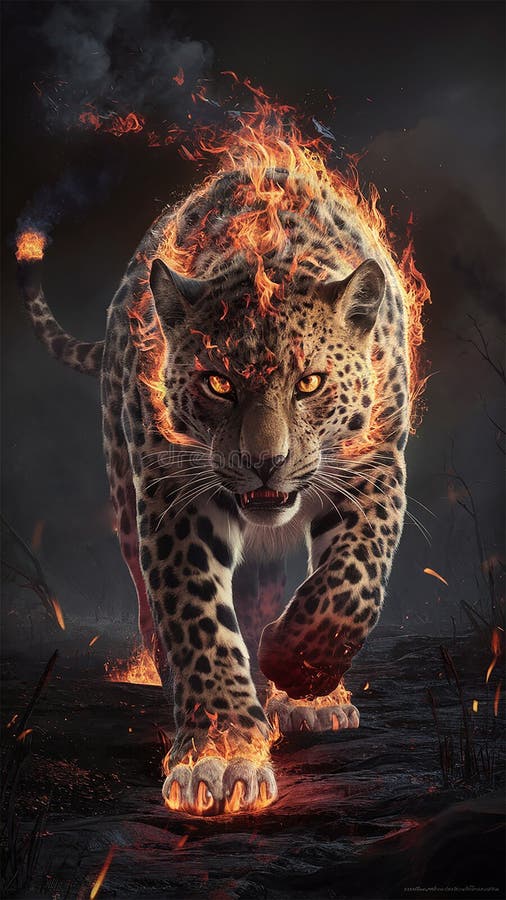 A Mythical Leopard-fire Hybrid Creature with a Captivating Blend of ...