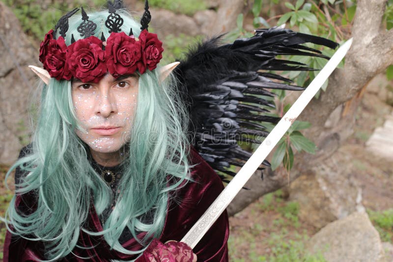 Mythical Male Elf in the Forest Stock Image - Image of magical ...