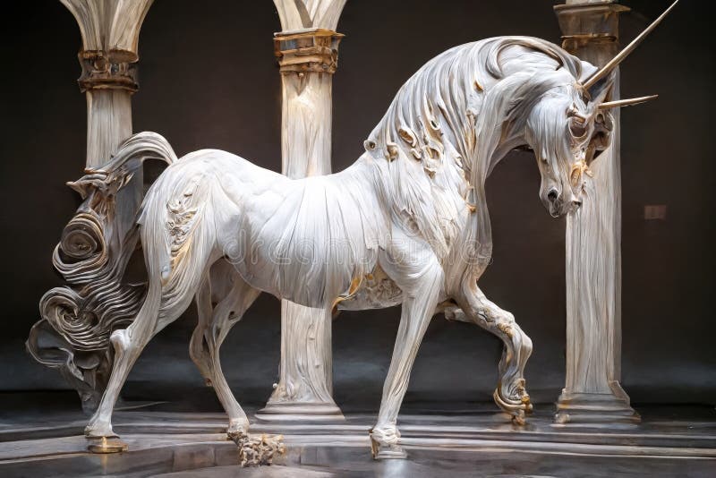 Mythical One-Horned Beast - Generative AI Stock Illustration ...