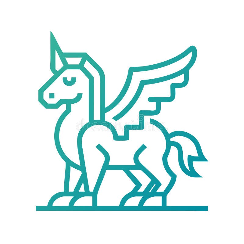 Mythical Pegasus Unicorn Outline Vector Art for Fantasy Themed Design ...