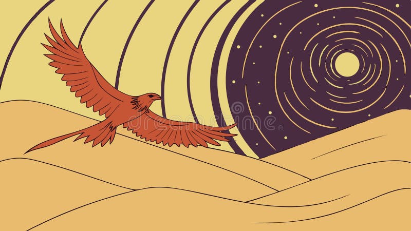 Mythical Phoenix with Cosmic Spiral Background, Ancient Power, Vector ...
