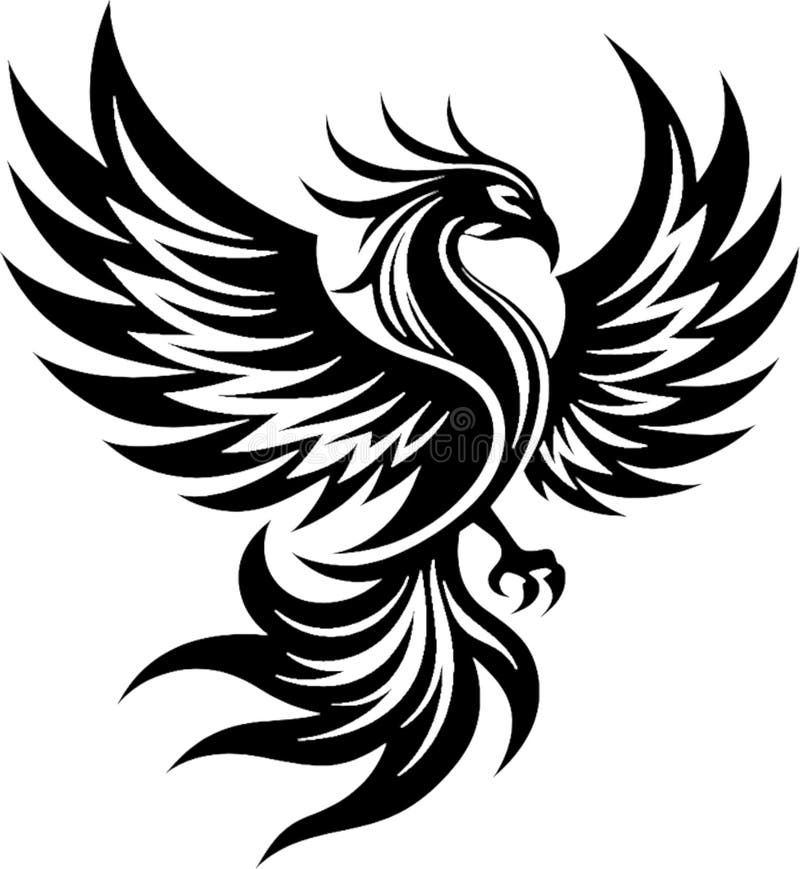 Majestic Phoenix Ascends through Intricate Scrollwork Design. Stock ...